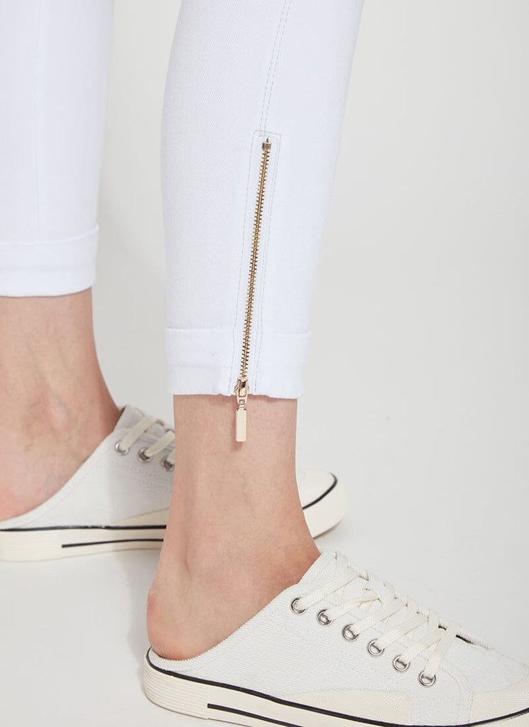 Cropped Zip Hem Denim - White (24" Inseam) – LYSSÉ